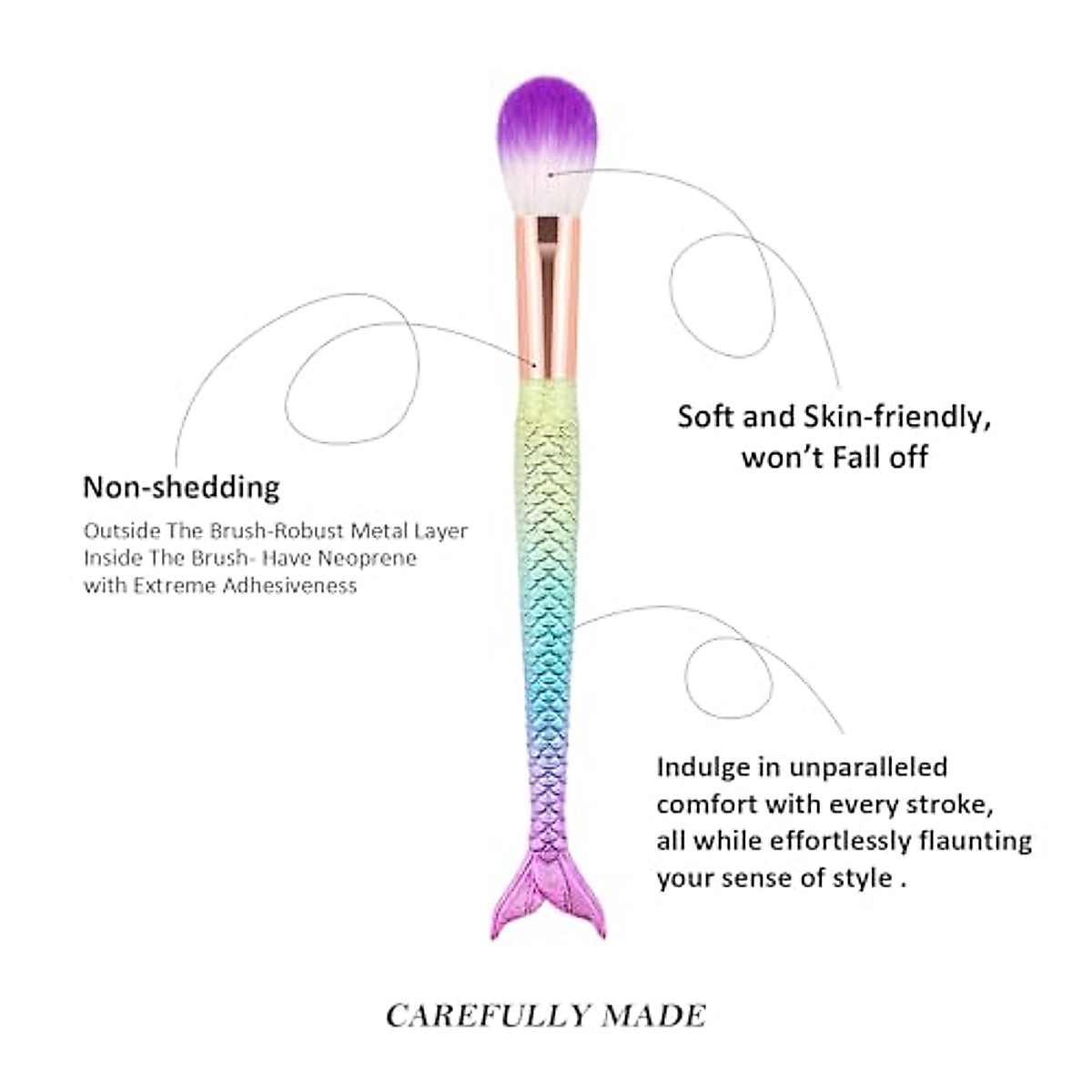 Mermaid Makeup Brushes, 11pcs Professional Blending Blush Concealer Synthetic Fiber Bristles Brush Special Cosmetic Brushes Kits for Women(purple)