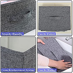 Foldable Storage Bins Rectangle Fabric Storage Basket, Closet Organizer Bins with Handles, Toy Organizer, Baskets for Gifts Empty for Home Office Kids Room Clothes Closet Shelves (Large-18.6L x 11.2W x 8.1H)