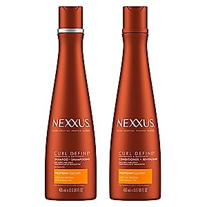 Nexxus Curl Define Shampoo and Conditioner ProteinFusion 2 Count for Curly and Coily Hair Strengthening & Moisturizing Sulfate-Free Hair Products with Marula Oil 13.5 oz