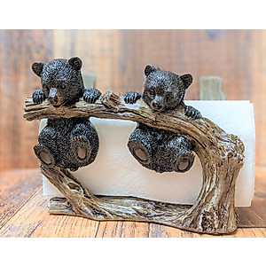 Bear Cubs Hanging on Tree Branch Decorative Napkin Holder (Mail Holder)