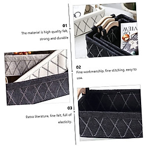 Alipis 1pc Felt Storage Basket Fabric Storage Basket Cube Basket with Handles Desk Topper Kitchen Rectangular Storage Fabric Mini Storage Bins Office Desk Decor Box Frame Wood Clothing
