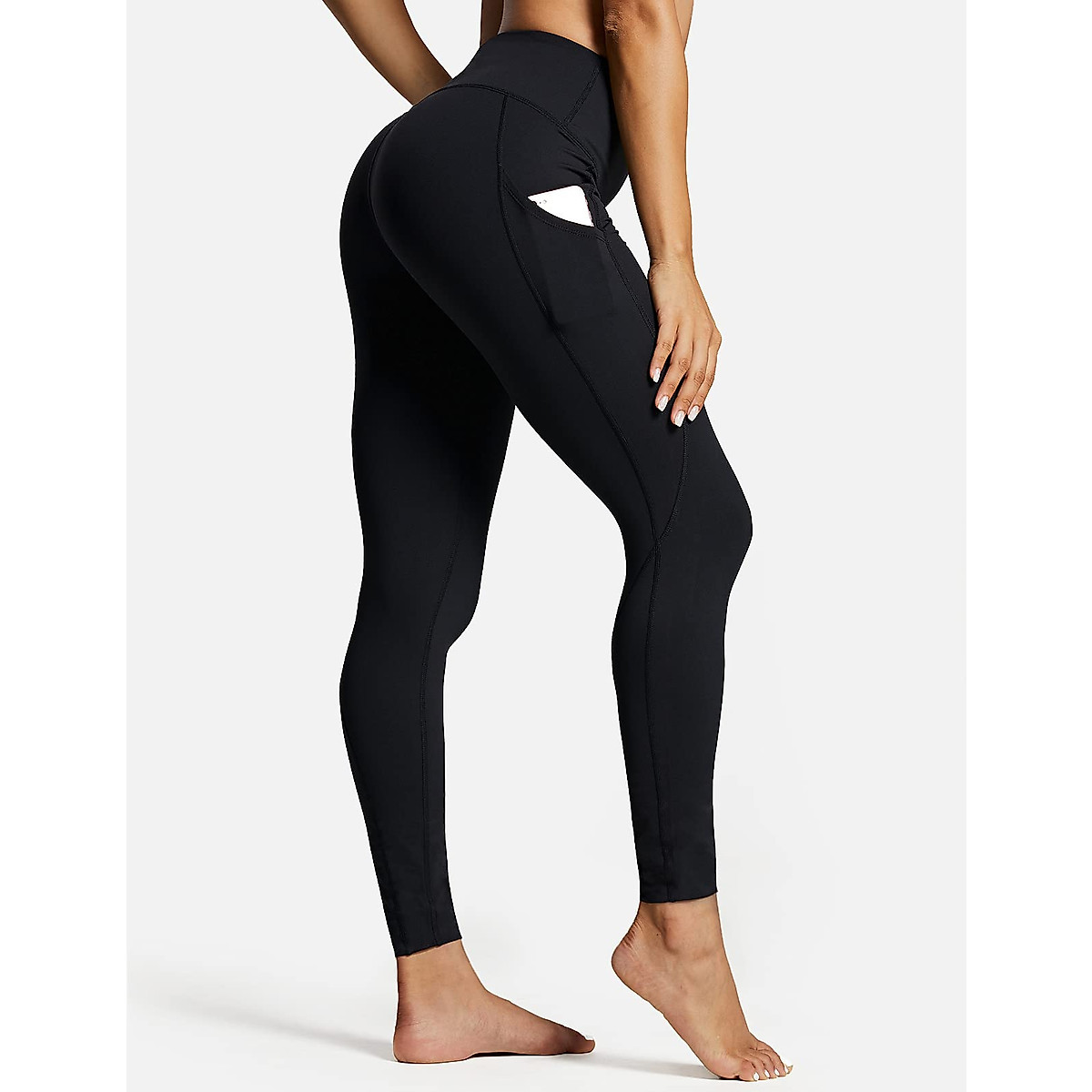 ZUTY 7/8 Workout Leggings for Women High Waisted Leggings with Pockets Squat Proof Yoga Ankle Leggings Plus Size 25" X Side Line Black 2XL