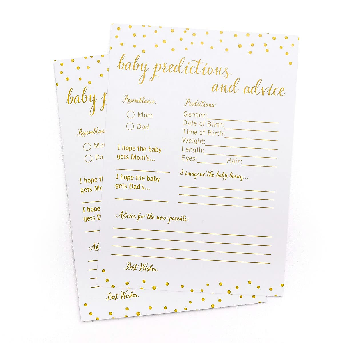 50 Baby Predictions and Advice - Gold Confetti - Baby Shower Game, New Mom & Dad Card or Mommy & Daddy To Be, Girl or Boy Babies New Parent Message Advice Book, Fun Gender Neutral Party (50-cards)