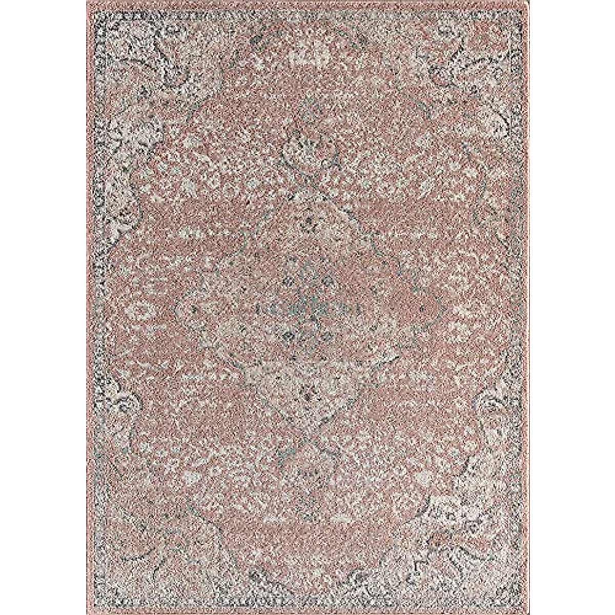 Rugs America Hailey Collection Vintage Transitional Area Rug - Ideal for Living Space, Living Room, Dining Room, Bedroom and Many More (6' Round, Pink Amaranth)