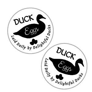60 Duck Egg Carton Labels Stickers Tags "Duck eggs laid daily by delightful ducks" round