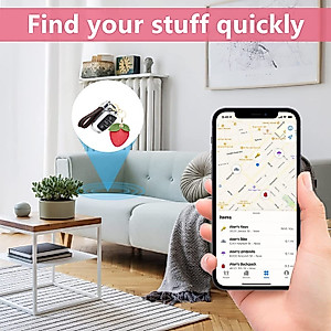 BORKUANA Leather Keychain Holder Case Compatible with Apple AirTag, Cute Protective Air Tag Cover With Keychain Ring, Anti-Scratch Finder GPS Tracker Case for Wallet Keys(strawberry-B)