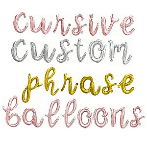 Cursive Letter Balloons - Custom Script Phrase 16" Inch Alphabet Letters & Numbers Foil Mylar Balloon - Create Your Own Balloon Banner