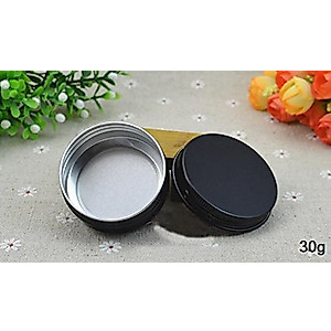 Aluminum Metal Tin 1oz/30ml,Black Aluminum Tins Round Tin Cans Containers with Screw Top Lid (10)