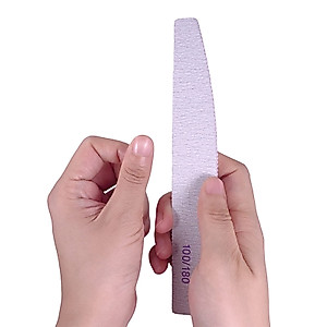 Nail Files (100 Pcs), 100/180 Grit Nail File Emery Board Bulk for Acrylic Nails and Natural Nails, Limas para Unas Acrilicas Profesional Pack Filers for Gel Nail Double Sided Manicure Curved Gray