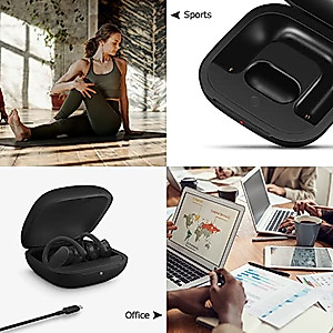 Charging Case Replacement Compatible for Powerbeats Pro Charger with Bluetooth Pairing Sync Button, 700mAh Built-in Battery (Not Include Powerbeats Pro) Black