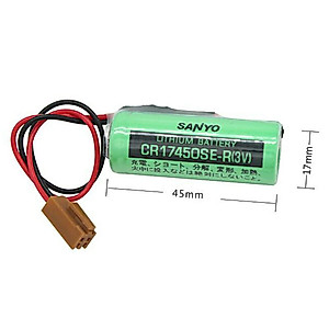 BAOBUTE 2PCS CR17450SE-R / A98L-0031-0012 3V 2500mah PLC Battery with Plug for FANUC 17*45.5mm