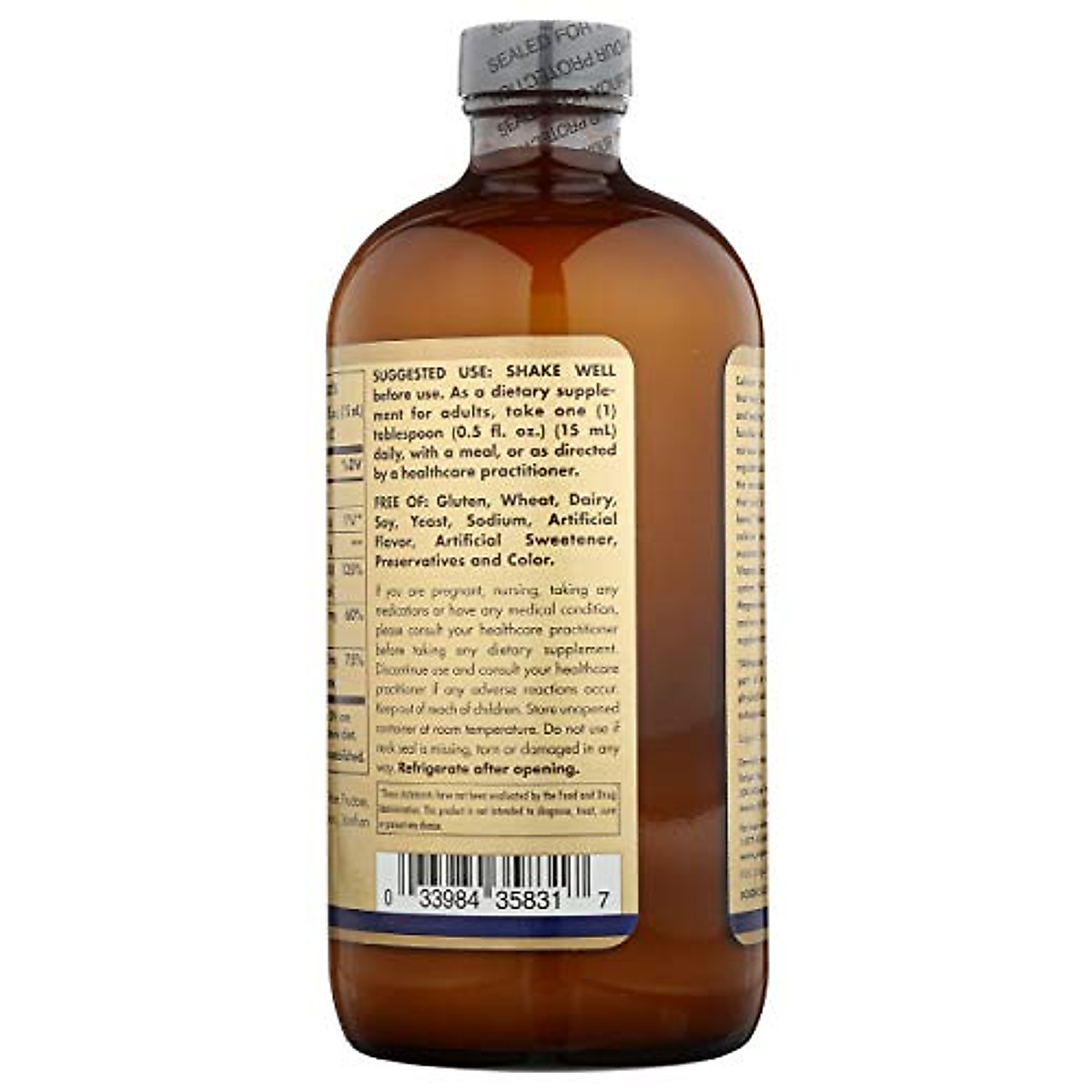 SOLGAR Liquid Calcium Magnesium Citrate with Vitamin D3 NAT Blue, 16 FZ