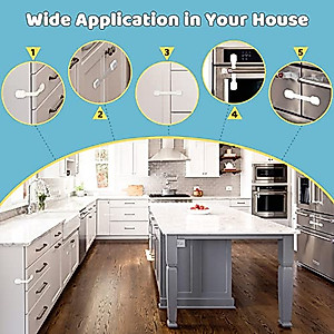 14 Pack Baby Proof Cabinet Latches, Childproof Drawer Latches with 12 Extra 3M Adhesives, Adjustable No Drilling Child Safety Cabinet Locks Straps Baby Drawer Locks for Kids Baby Safety