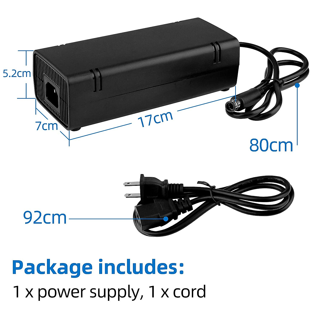 OSTENT US AC Adapter Charger Power Supply Cable Cord for Microsoft Xbox 360 E Console
