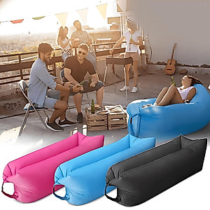 LONGJIN Inflatable Lounger Air Sofa Hammock, Inflatable Couch for Camping, Portable Waterproof Anti-Air Leaking Pouch Couch Air Chair for Outdoor, Beach, Hiking, Picnics, Music Festivals (Pink)