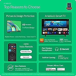 VIZIO 24-inch D-Series FHD LED Smart TV w/Bluetooth Headphone Capable & 2.0 Home Theater Sound Bar with DTS Virtual:X, Bluetooth, Voice Assistant Compatible, Includes Remote Control - SB2020n-J6