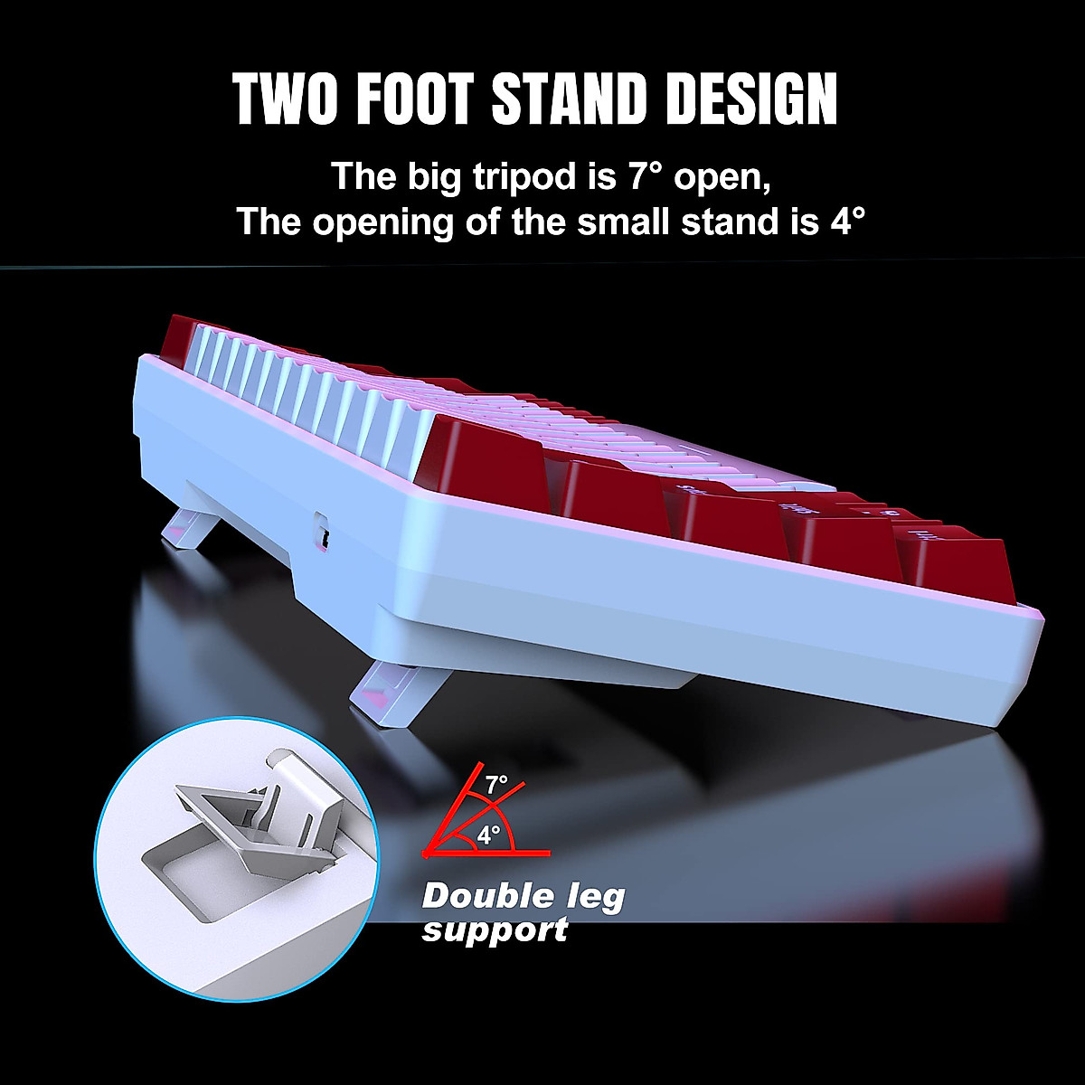 Snpurdiri Wired 60% Mechanical Gaming Keyboard, White LED Backlit Ultra-Compact Mini Office Keyboard for Windows Laptop PC Mac (Red-White, Red Switches)