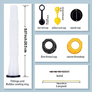 Replacement Gas Can Spouts Improved Design Gasket Flexible Pour Nozzle with Vent Cap for Older Gas Can Fuel Water Jug 1 2 5 Gallon White