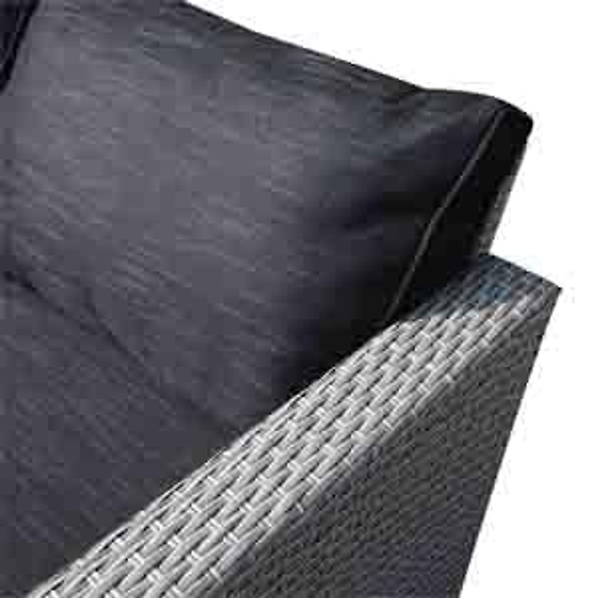 Patio Furniture Sectional Sofa Set – 3 Piece All Weather Resin Wicker Outdoor Conversation Set Black Washable Cushions & Coffee Table | Garden | Backyard | Pool | 2 Clips