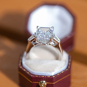 AINUOSHI Engagement Rings for Women 4ct Emerald Cut Cubic Zirconia CZ 925 Sterling Silver Wedding Rings Christmas Gifts for Women Anniversary Valentines Day Gifts for Her (7)