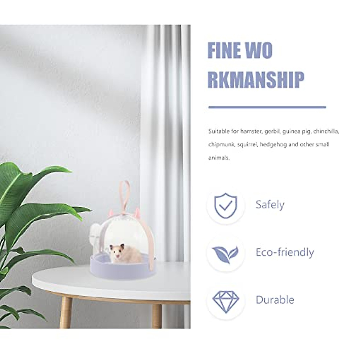 Ipetboom 1Pc Hamster Carrier, Bird Carrier Critter Cage Hamster Carrier Bag Portable Hamster Cage Travel Bag with Water Bottle Outdoor Handbag for Small Animals, Purple