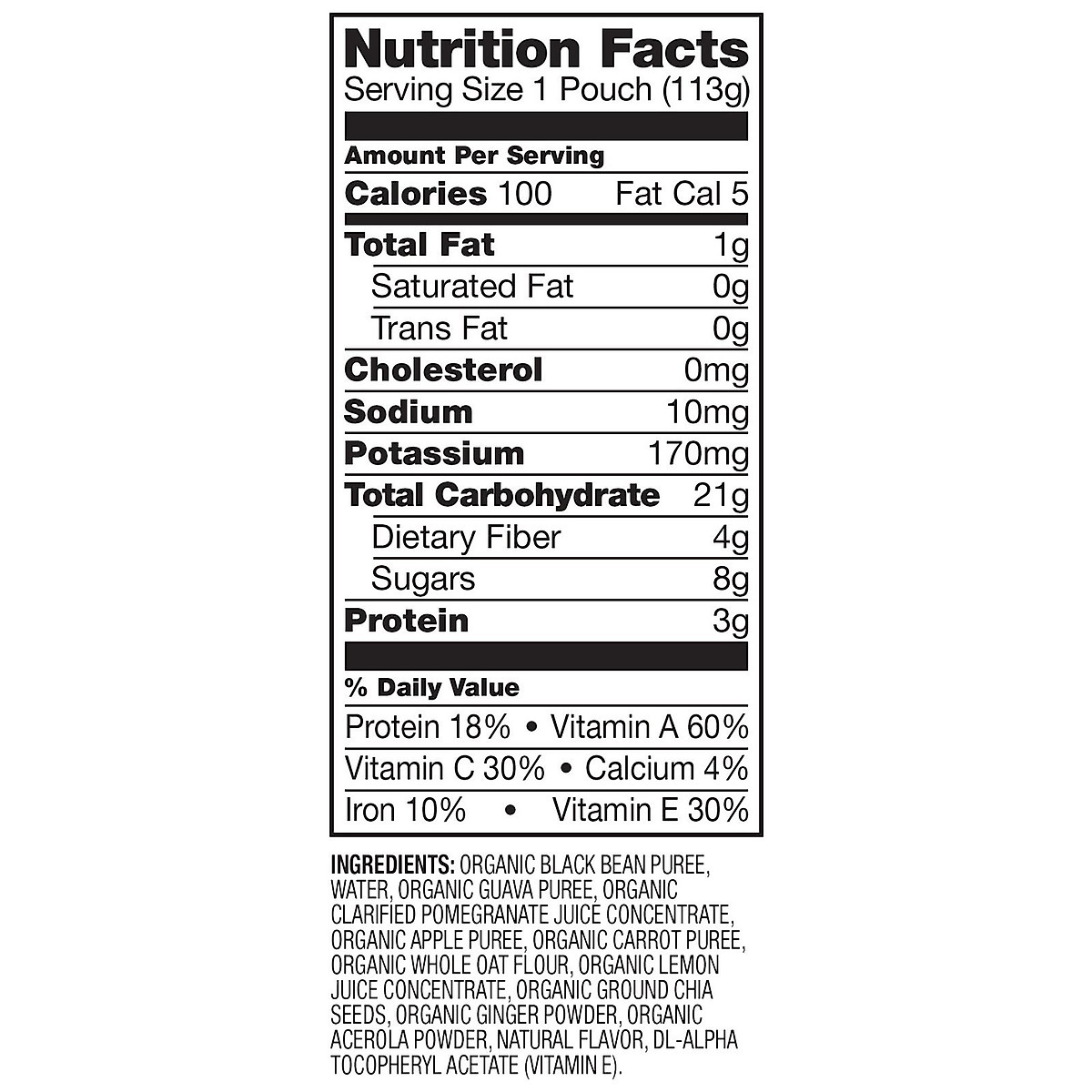 Plum Organics Tots Baby Food Pouch | Mighty 4 | Carrot, Guava, Oats, Black Beans | 4 Ounce | 6 Pack | Organic Food Squeeze for Babies, Kids, Toddlers