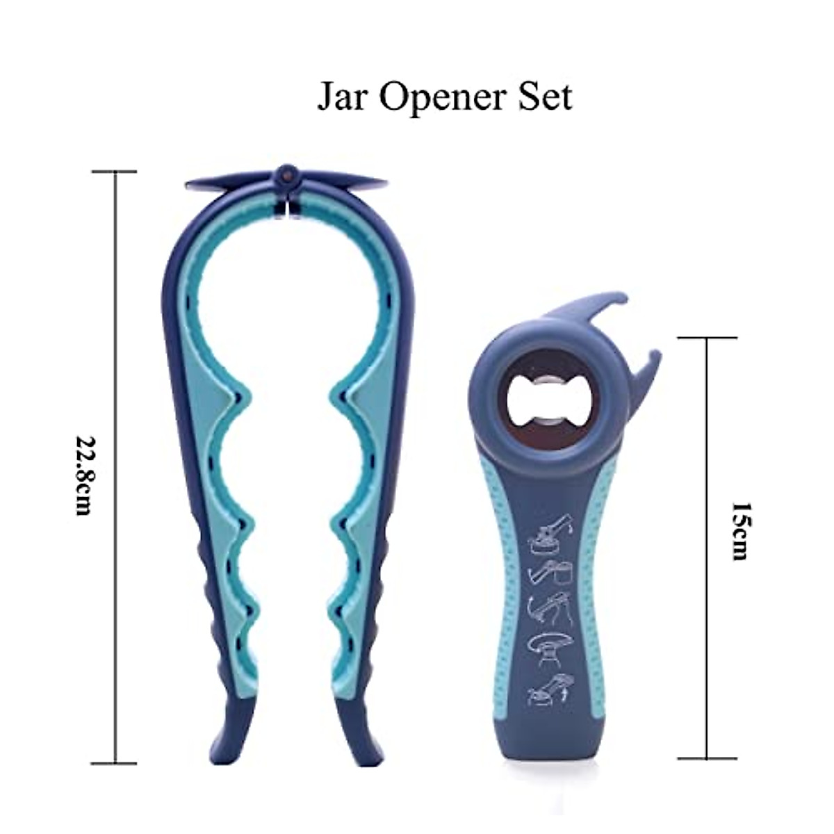 Tyzine Jar Opener|5 in 1 Multi Function Can Opener Bottle Opener Kit with Silicone Handle|Easy to Use for Women, Elderly and Arthritis Sufferers (Blue)