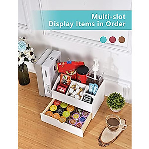 Honizer Coffee Station Organizer with Coffee Pod Drawer, Wooden Coffee Bar Organizer for Countertop, Tea Bag Organizer, Coffee Bar Accessories