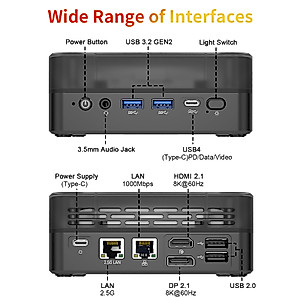 AWOW HA7 Mini PC, Mini Computers with AMD Ryzen 7 7840HS (8C/16T up to 5.1Ghz), 32GB DDR5 Dual Channel, 1TB M.2 2280 PCle 4.0 SSD, 4K/8K Triple Display, 2X RJ45, WiFi 6, BT 5.2, Gaming PC