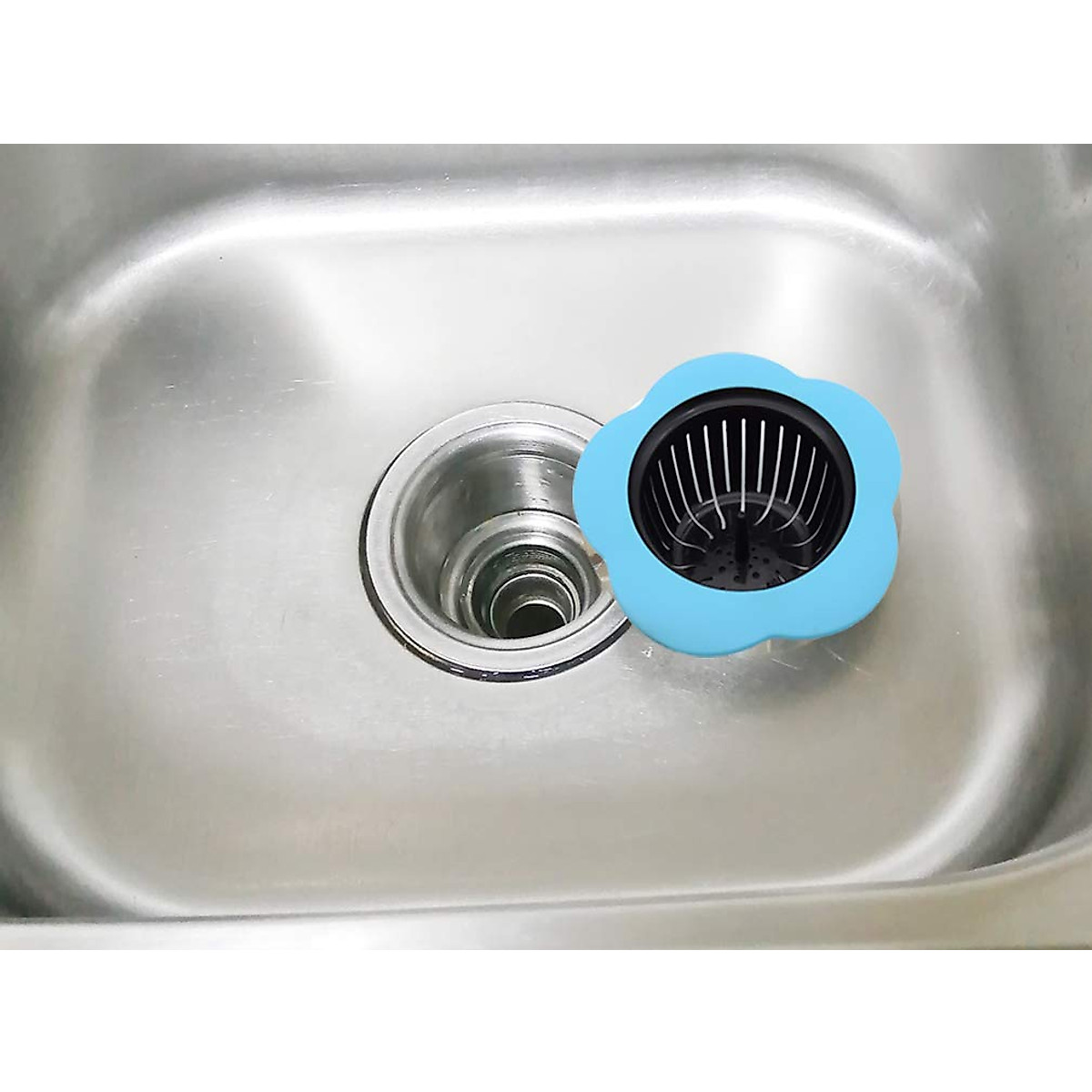 Silicone Kitchen Sink Strainer 2 Pack, Pouring strainers，Drain FilterLarge Wide Rim 4.5" Diameter (4.5" Diameter, 2 Red)