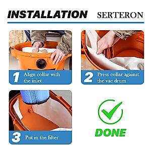 2 Pack VF3500 Filter Replacement for Ridgid Portable Vac 3-4.5 Gallon Wet Dry Vacuums + 4 Pack VF3501 Filter Bags (total 6 Pack)