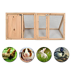 Ecolinear Rabbit Hutch Wooden Bunny Cage A-Frame Chicken Coop for Small Animals (46E)
