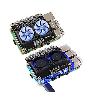 Raspberry Pi 4B Dual Cooling Fans and Automatic Discoloration LED, Raspberry Pi GPIO Expansion Board for Raspberry Pi 4B / 3B+ / 3B / 3A+