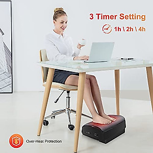 Comfier Heated Foot Rest for Under Desk at Work&Foot Warmer,Adjustable Ergonomic Foot Stand,Office Chair&Home Gaming Desk Footstool,Memory Foam Support Cushion for Back Pain Relief,Gifts for Men,Women