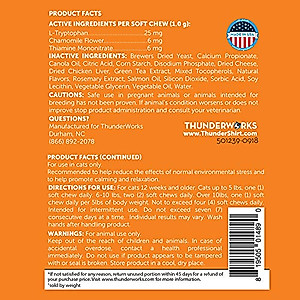 ThunderWunders Cat Calming Chews | Vet Recommended to Help Reduce Situational Anxiety | Great for Vet Visits, Travel, Separation Anxiety, Fireworks, Thunderstorms & More | 100 Count