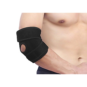 MioCloth Elbow Support Adjustable Brace, Reversible Compression Stabilizer Neoprene Sleeve C Arthritic Pain Relief, Sports Injury Rehabilitation, Protection against Re-injury, Black