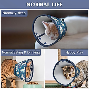 Pilviset Soft Cat Cone,Breathable Dog Cone Collar After Surgery, Adjustable Dog Cone to Stop Licking,Foldable Cat Recovery Collar,Water Resistant Neck Cone for Cats,Protective E Collar for Kitten M