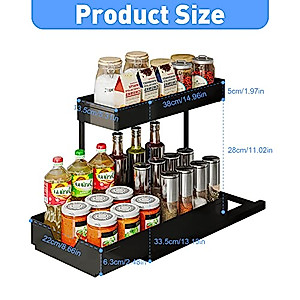 MDHAND Under Sink Organizers and Storage Under Sink Organizer, 2 Tier Kitchen Under Cabinet Storage Organizer, Multi-Purpose 2 Tier Under Sink Storage for Cabinet Bathroom Kitchen, Black