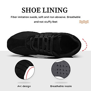 JUODVMP Women's Lace-up Breathable Split Sole Jazz Shoes,Model T01,Black,8 US