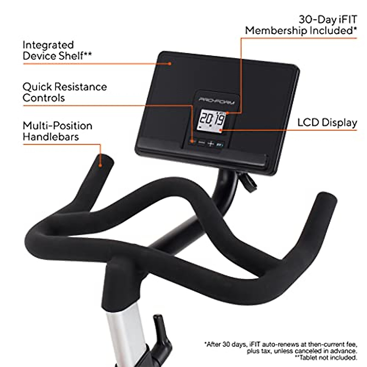 ProForm Carbon CX Smart Exercise Bike with 3 Lb. Dumbbell Set and 30-Day All-Access iFIT Membership