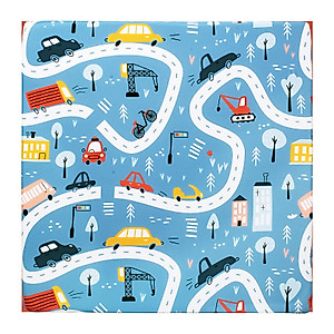 Cloele Square Playard/Playpen Fitted Sheets Perfect for 36 X 36 Portable Playard Mattresses - Square Pack and Play Crib Sheets - Ultra Soft Polyester Blue Car Fitted Playpen Sheet for Baby