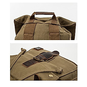 Jonon Vintage Canvas Backpack for MenLeather Rucksack Knapsack 17 inch Laptop Tote (Green)