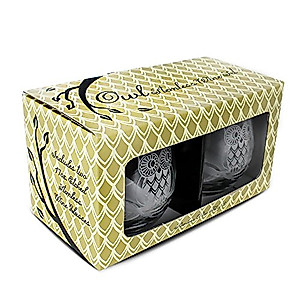 TMD Holdings Etched Owl Stemless Wine Glasses, Set of 2