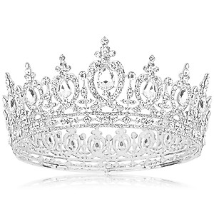 COCIDE Queen Crown for Women Crystal Tiara and Crown for Girl Rhinestones Hair Accessories for Wedding Bride Birthday Party Prom Bridal Bridesmaid (Silver)