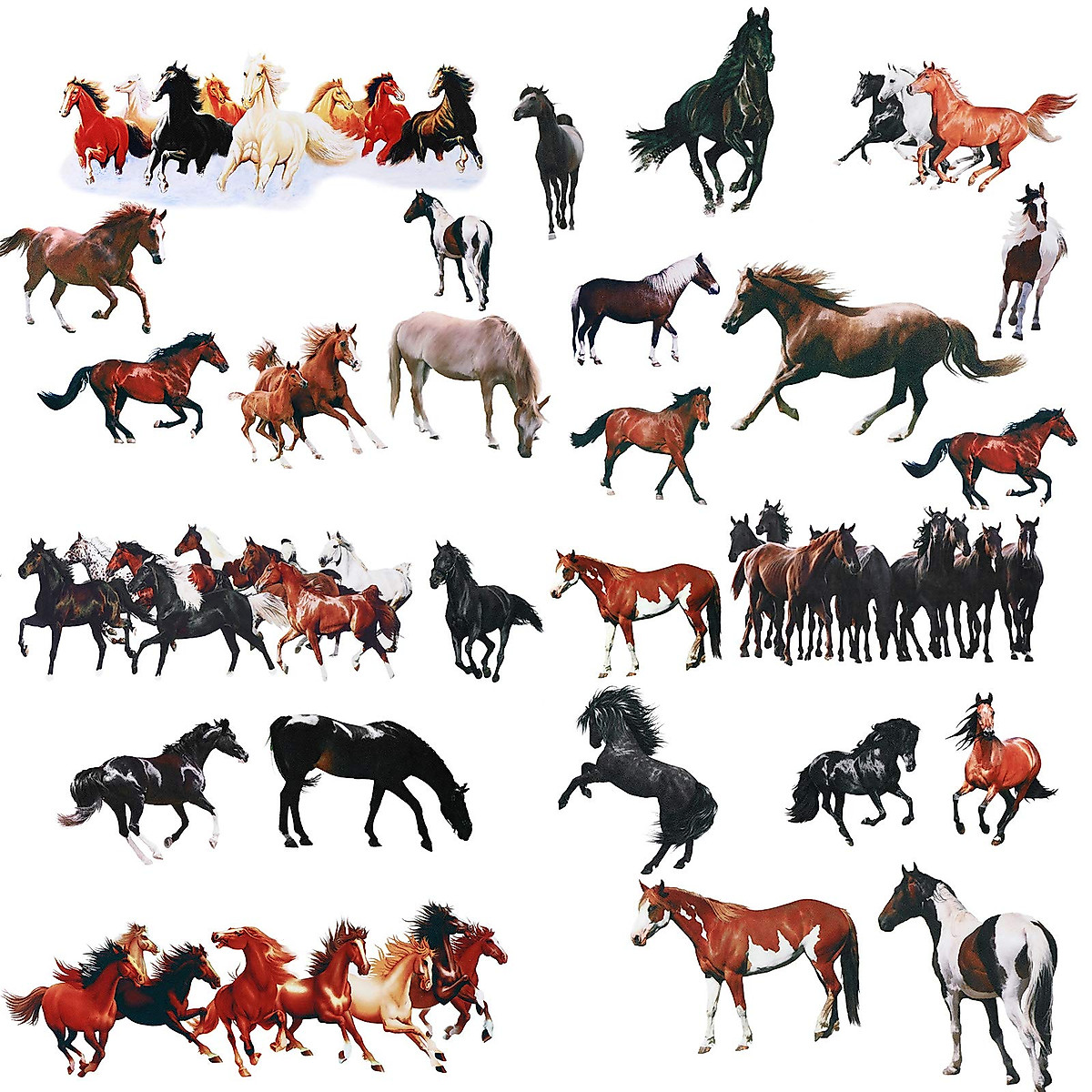 30 Pieces Horse Wall Decals Wild Horse Decor Stickers Wall Decals for Decoration, 11.8 by 7.8 Inch