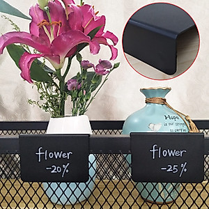 Medsuo 6pcs Mini Chalkboard Signs, L-Shape Small Blackboard with 2 Erasable Blackboard Pens for School, Weddings Table Sign, Party Food Signs, Bakery, Message Board Signs (4 x 2.8 inch)