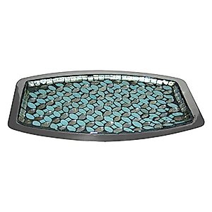 nu steel Sea Foam Amenity Tray in Aqua Blue/Silver Glass Mosaic/ Stainless Steel for Bathrooms & Vanity Spaces
