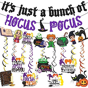 Hocus Pocus Party Decorations for Halloween It's Just A Bunch of Hocus Pocus Banner Hocus Pocus Hanging Decorations and Hocus Pocus Garland Banner Hocus Pocus Trunk or Treat Car Decorations Hocus