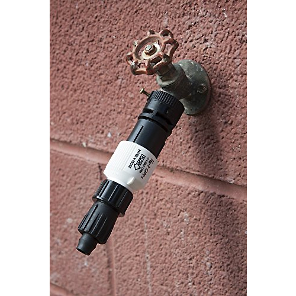 Habitech Drip Irrigation Faucet Adapter Kit: Connect 1/2" Tubing to Faucet or Hose, Backflow Preventer, Filter, Pressure Regulator - No Assembly Required