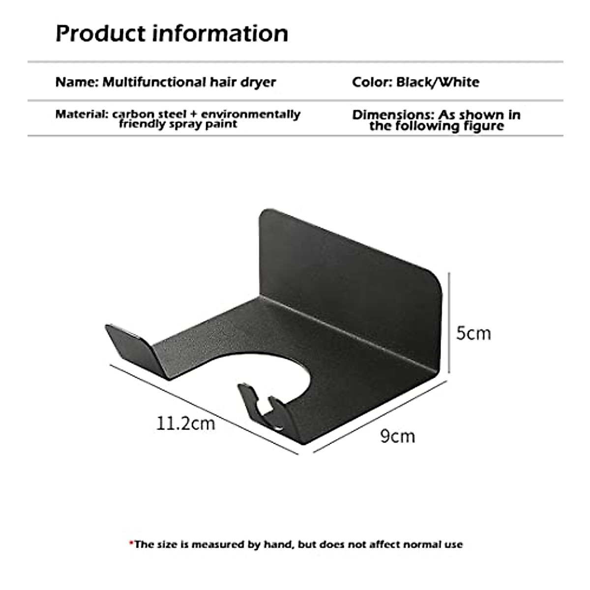 Kaishuoxinxin Wall Mounted Hair Dryer Holder for Bathroom,Self Adhesive Blow Dryer Holder,Adhesive Bathroom Hair Blow Dryer Rack Organizer Compatible with Dyson Supersonic Hair Dryers (Black)